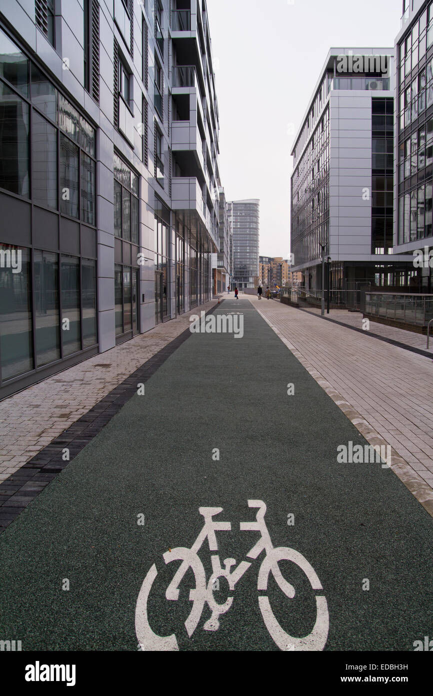 Cycle lane in new development in Greenwich London Stock Photo - Alamy