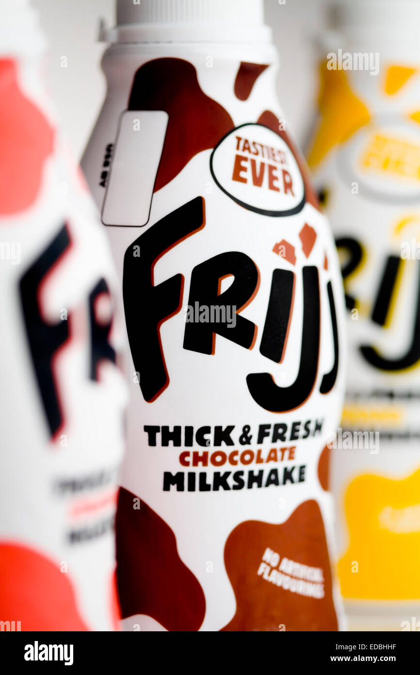 Botles of Frijj Milkshake, a Dairy Crest product Stock Photo - Alamy