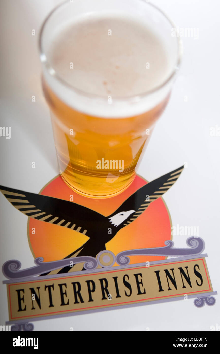 Illustrative image of the Enterprise Inns logo and a pint of larger ...