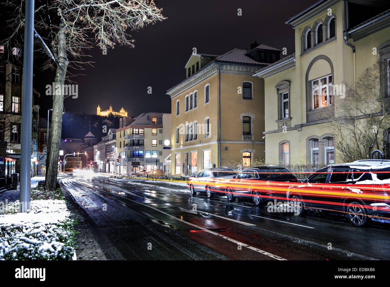 Street of Coburg town by night, Germany, Europe Stock Photo - Alamy