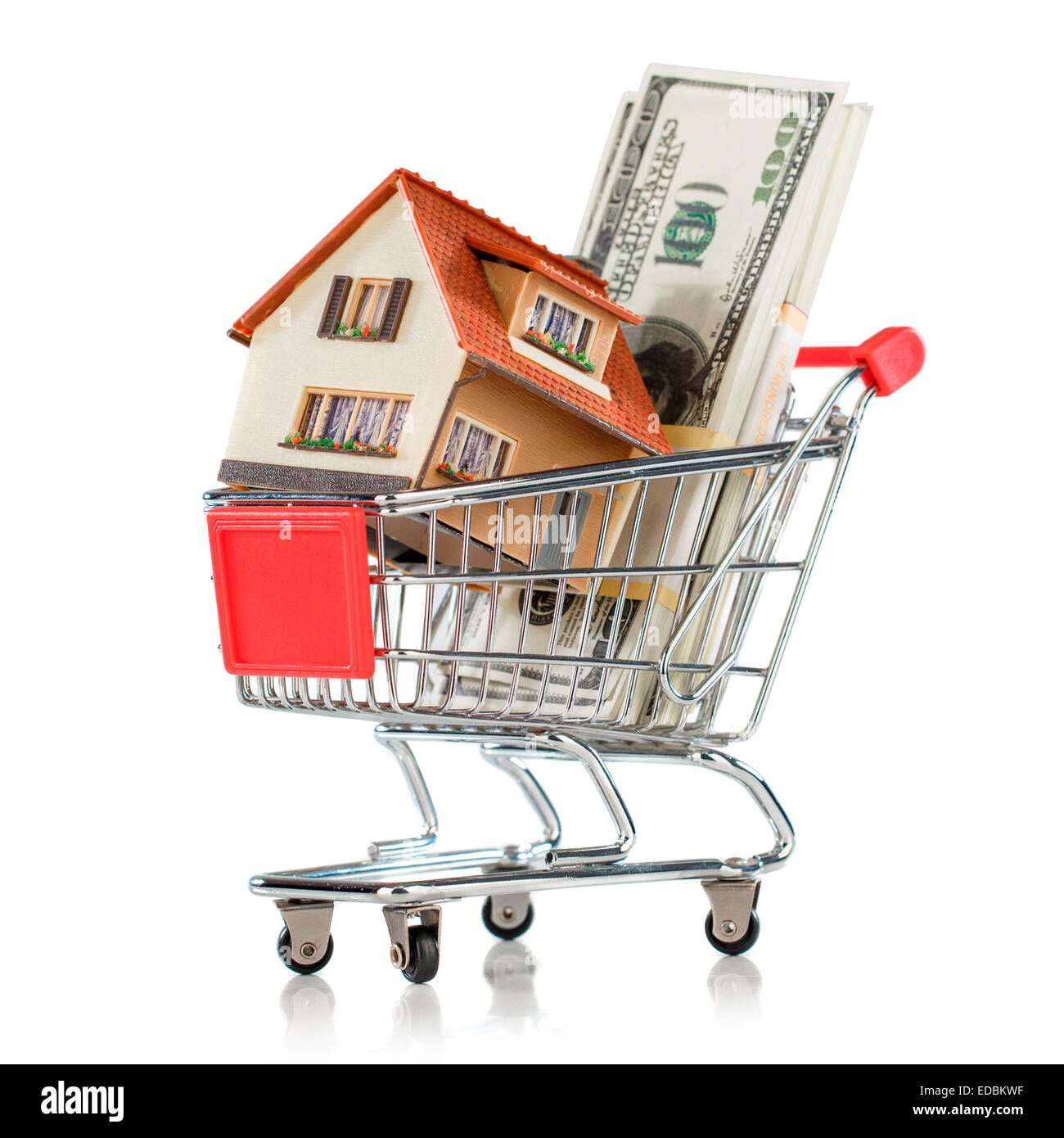 shopping cart and house isolated on white background Stock Photo - Alamy