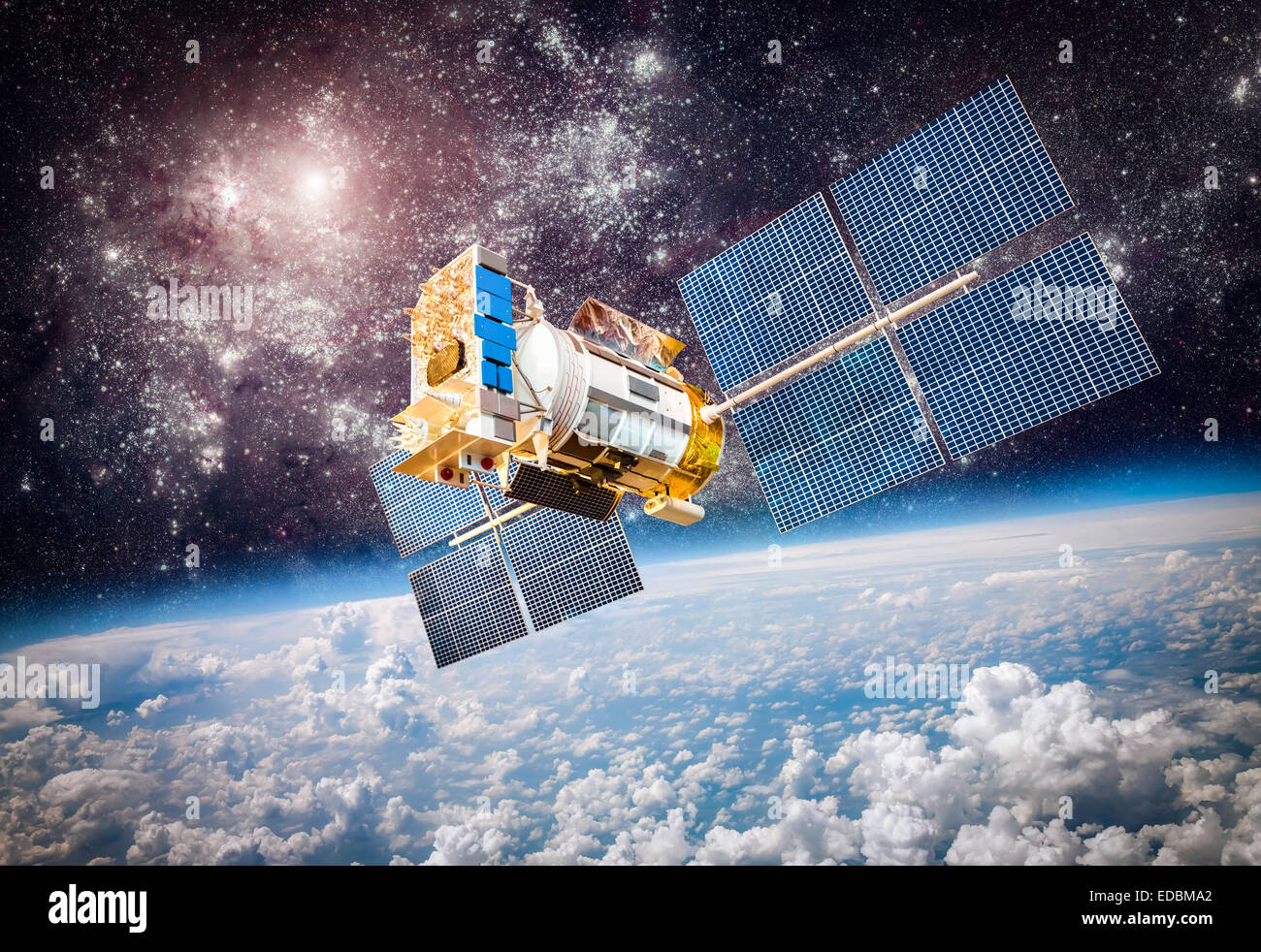 Space satellite orbiting the earth. Elements of this image furnished by ...