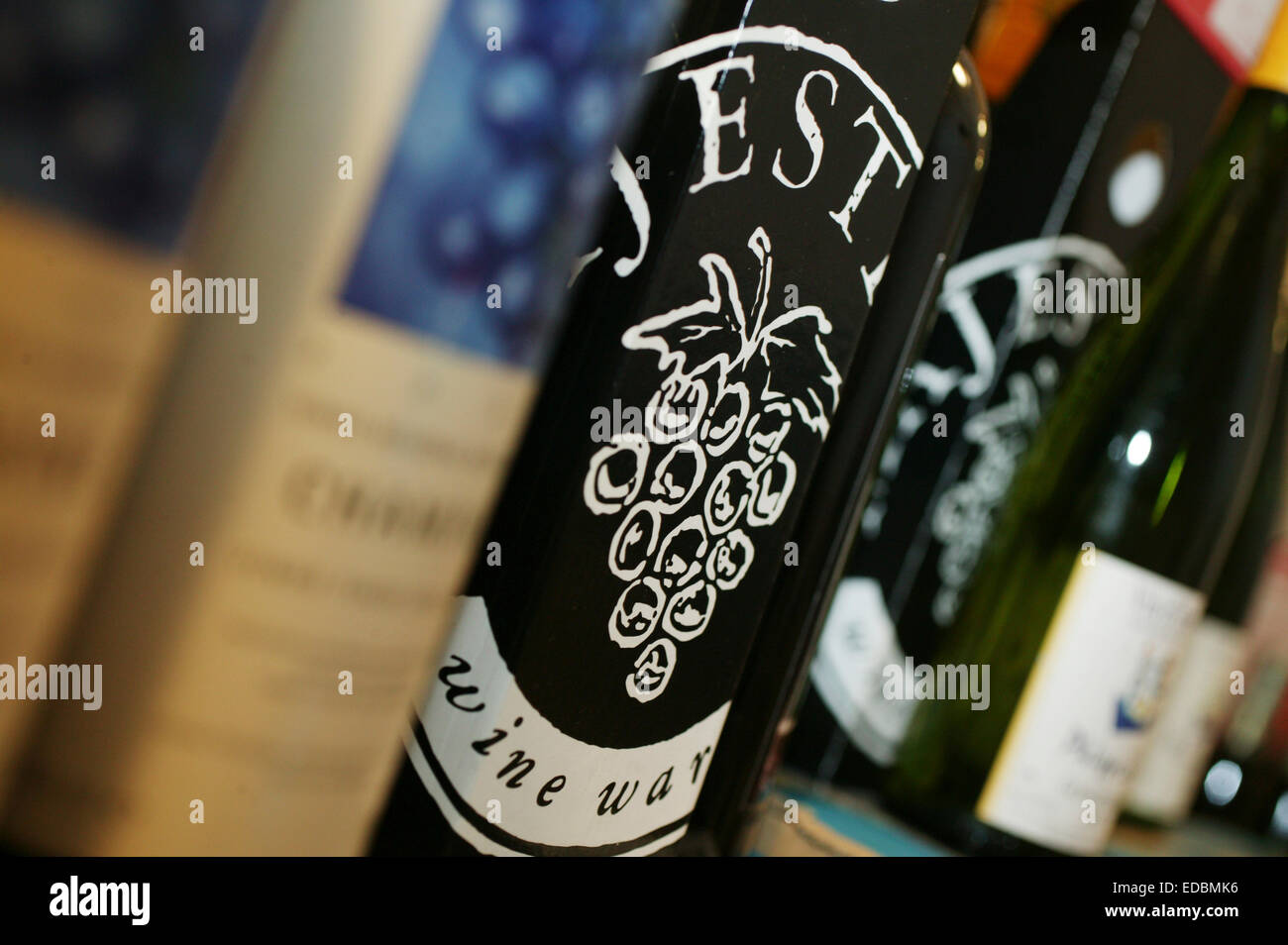 A selection of wines at a majestic wine warehouse hi-res stock ...