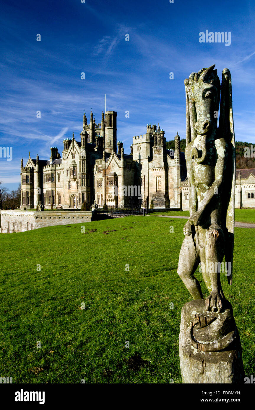 Margam Manor, Victorian Manor House and sculpture of dragon, Port ...