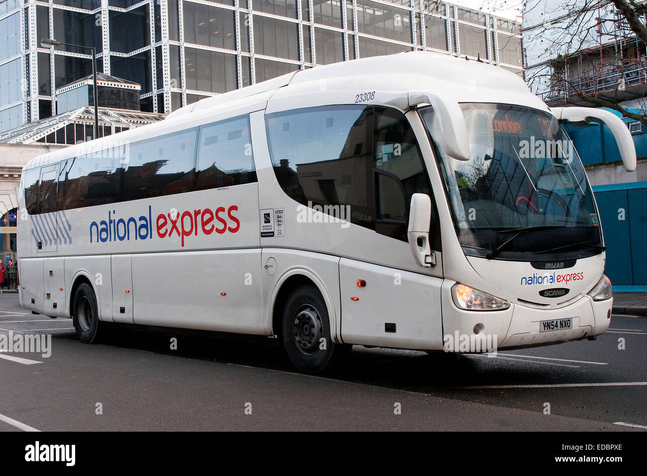 A National Express coach near Victoria Coach station in Central London ...