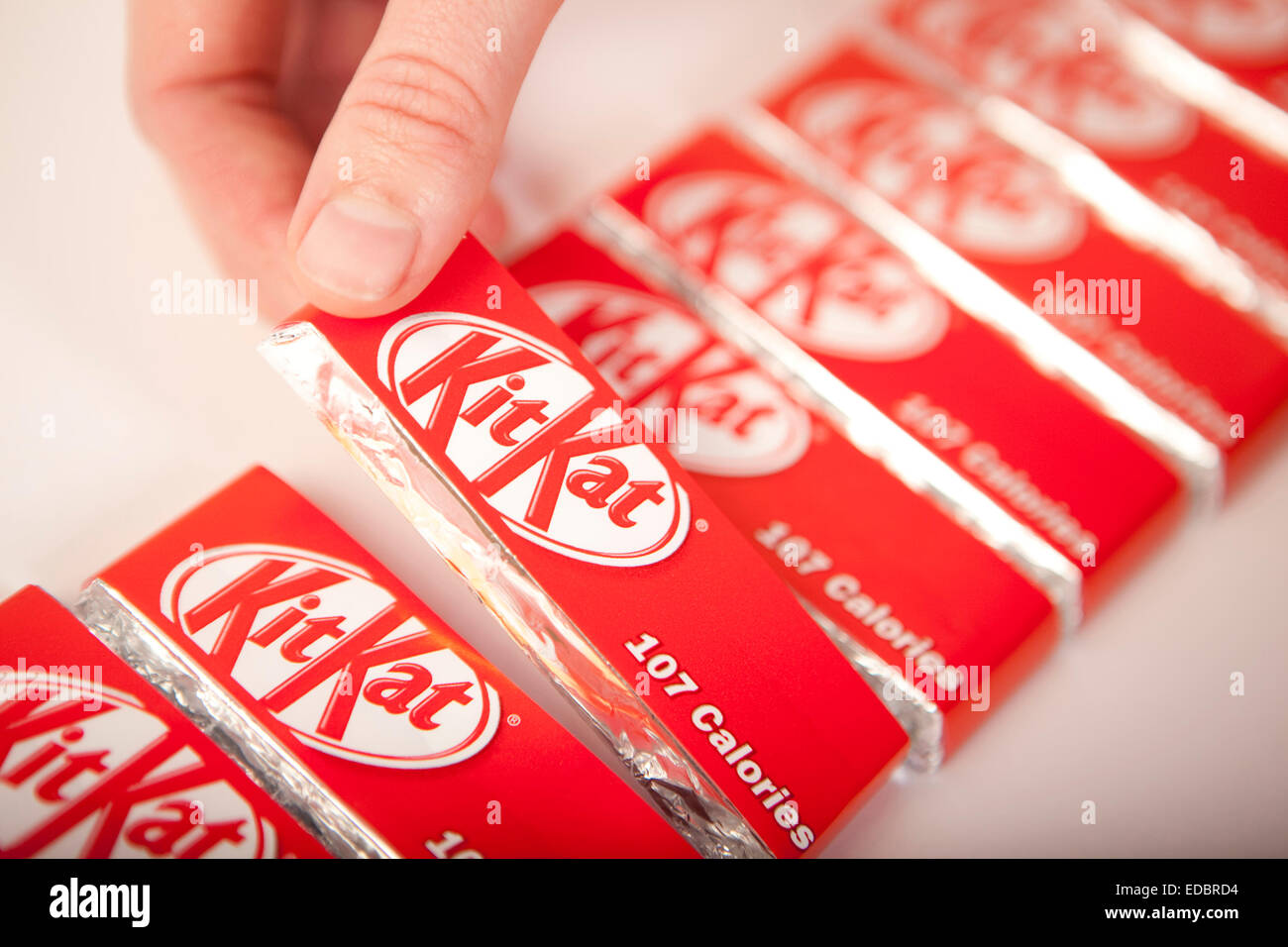 KitKat chocolate wafer bars, one of many Nestle products Stock Photo ...