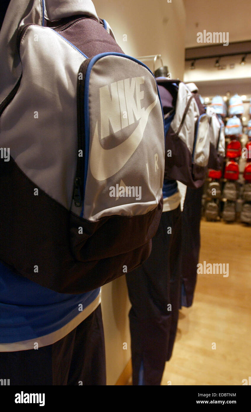 Nike rucksacks on display nike town oxford circus hi-res stock ... Nike rucksacks on display nike town oxford circus hi-res stock ...
