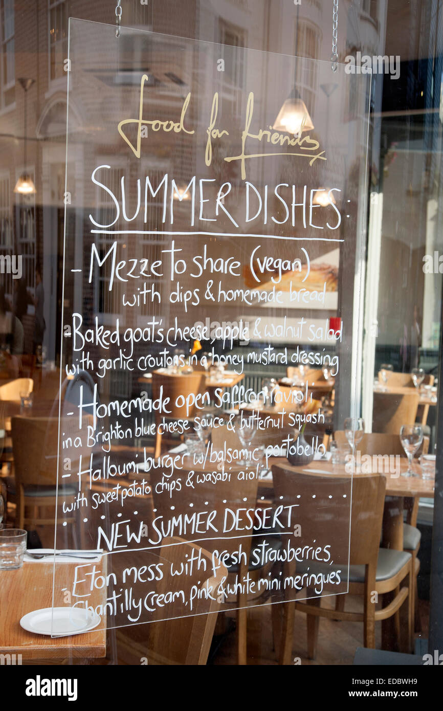 Food for Friends Summer Menu, Brighton Stock Photo - Alamy