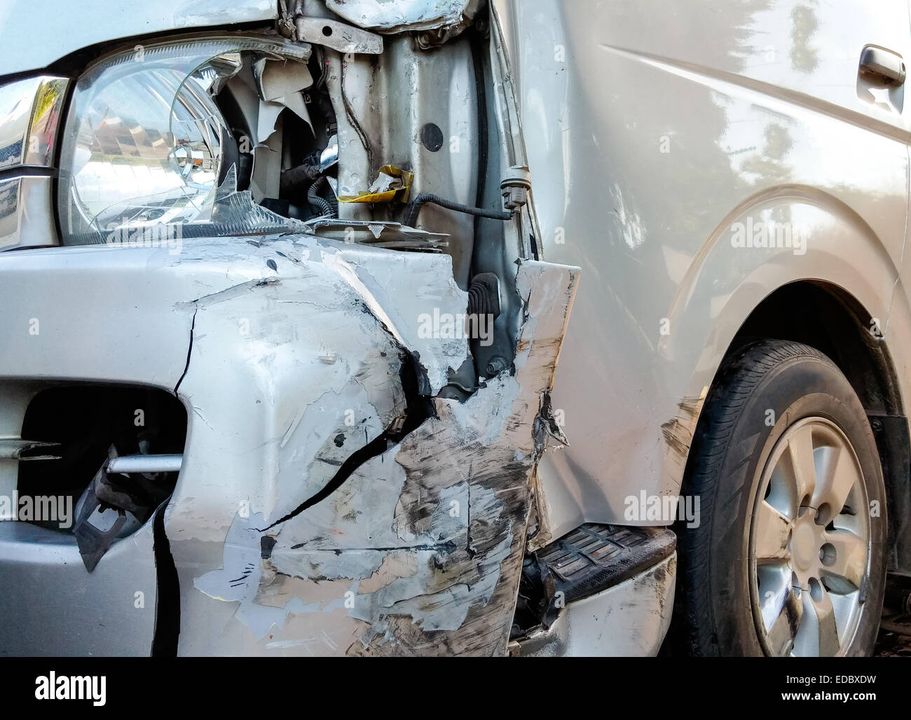 Front crash of the van was hit by accident Stock Photo - Alamy