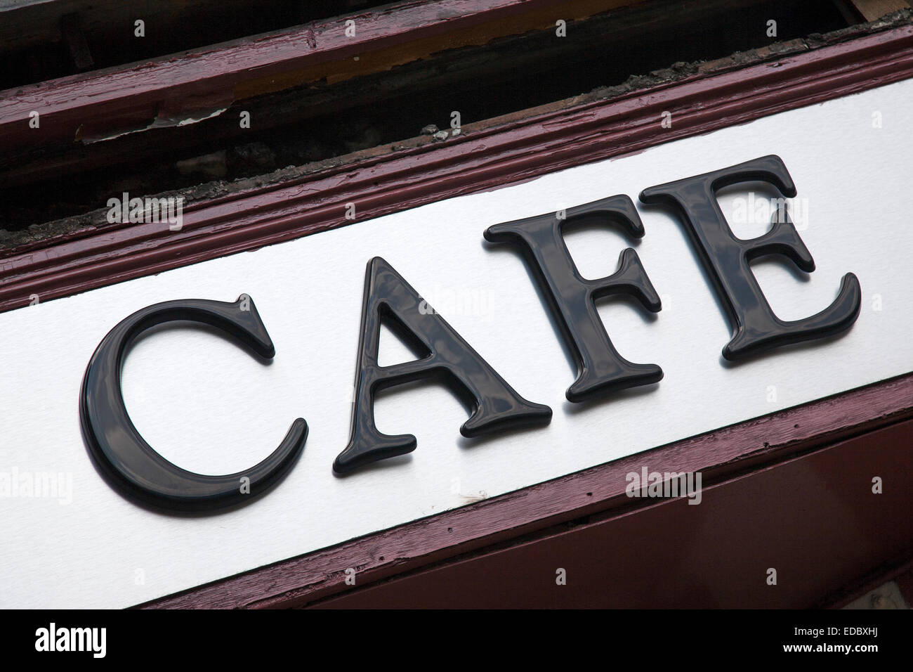 Cafe Sign on Diagonal Tilt Stock Photo - Alamy