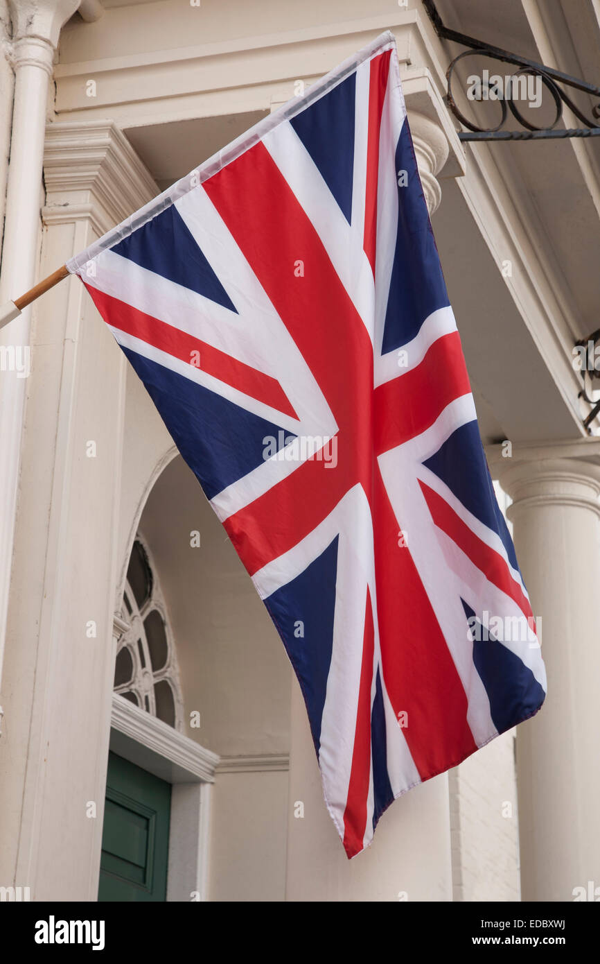 Union Jack Flag against Building Facade Stock Photo - Alamy