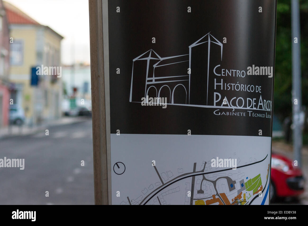 Tourist sign and map Paco de Arcos Stock Photo - Alamy