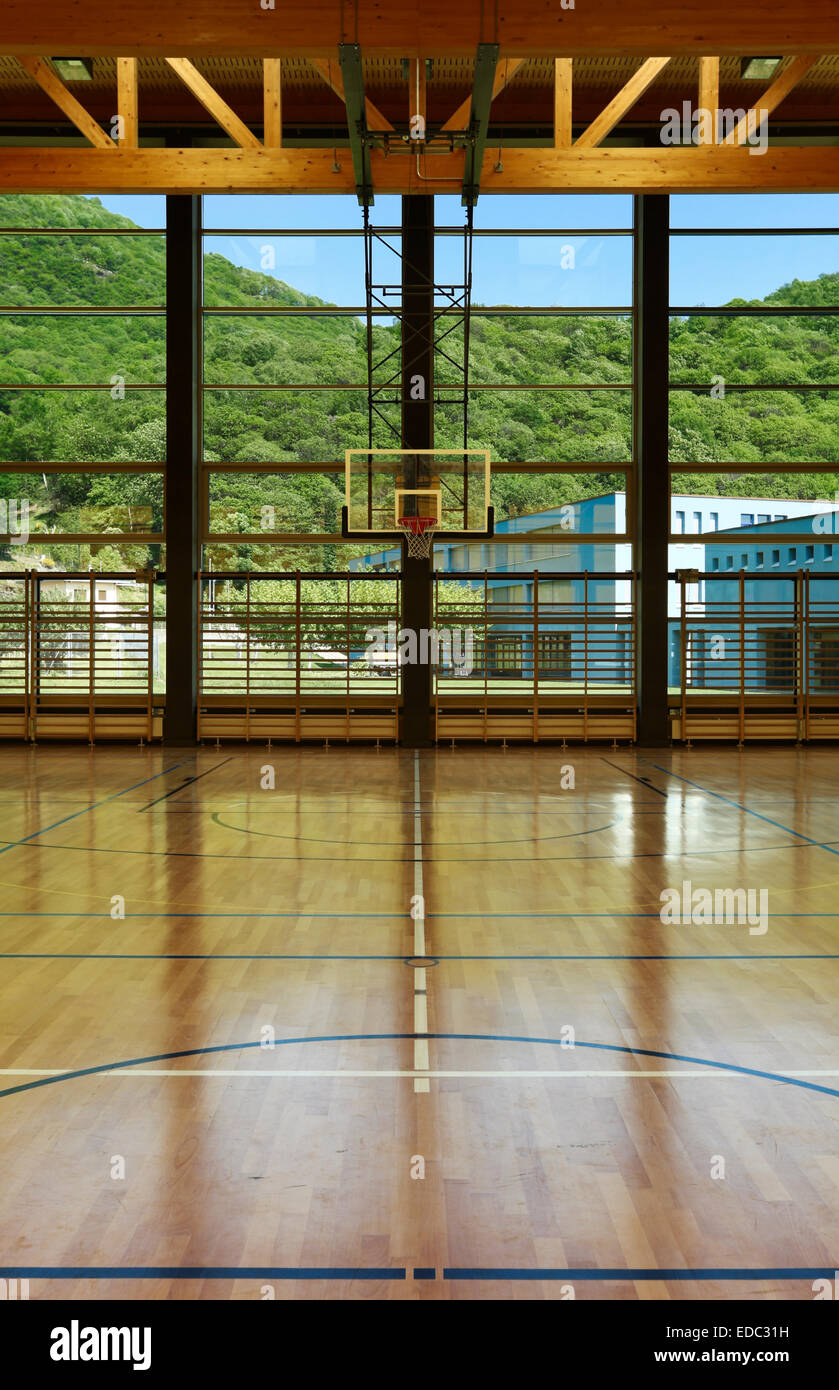 Wide school gymnasium interior hi-res stock photography and images - Alamy