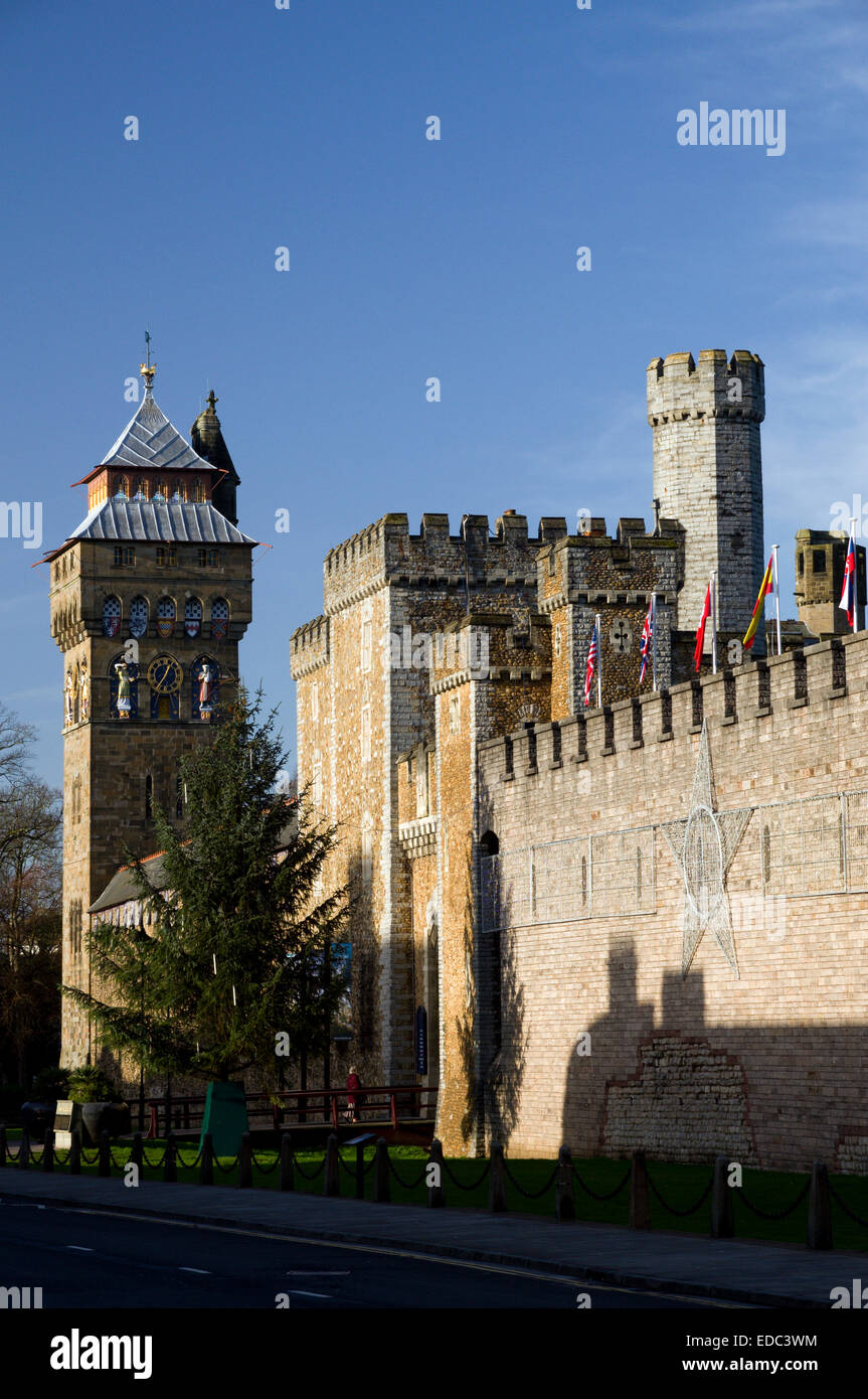 Clock Tower and Cardiff Castle, Cardiff, Wales, UK Stock Photo - Alamy