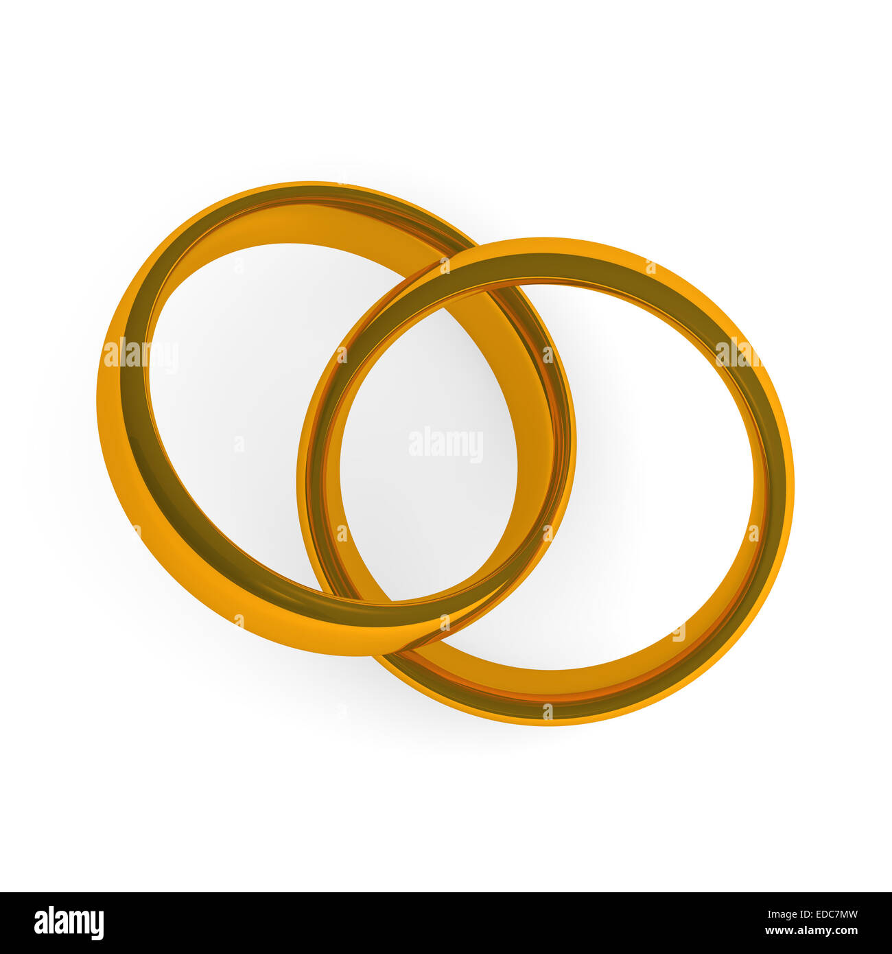 Two golden rings on a white background , wedding concept in 3d Stock ...