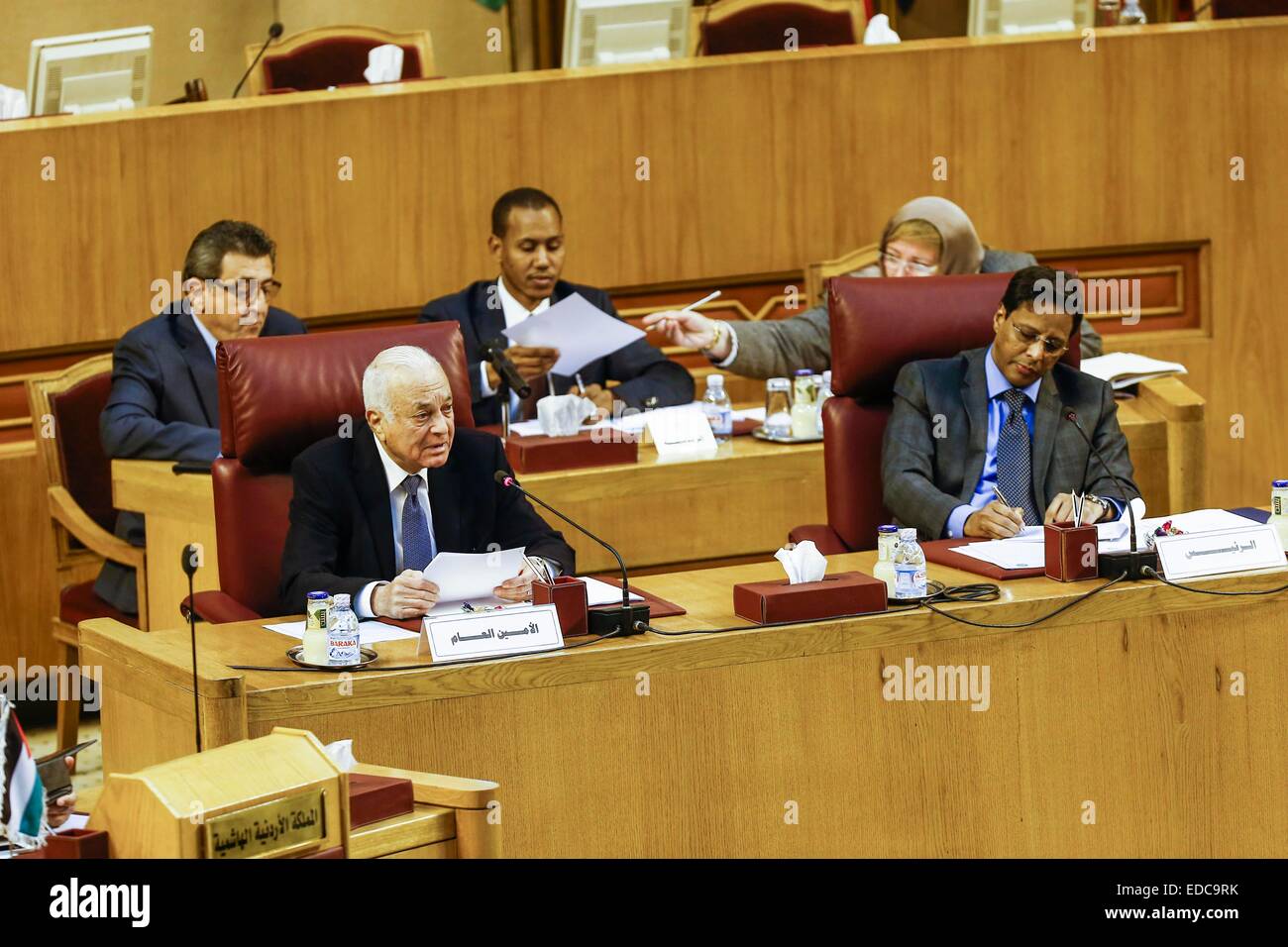 Cairo, Egypt. 5th Jan, 2015. Arab League Secretary General Nabil ...