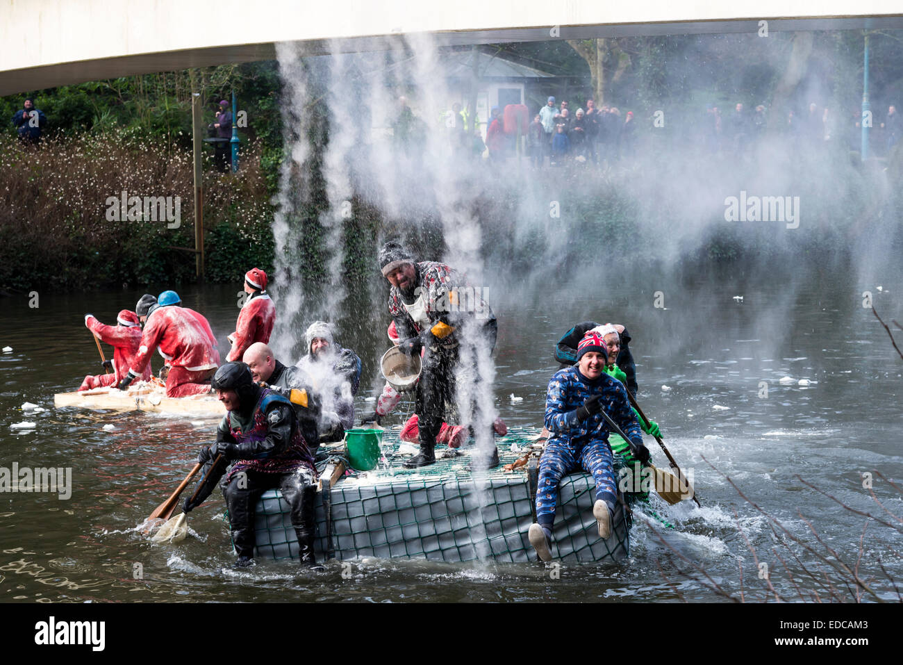 Annual Raft Race held on Boxing day on the River Derwent in Matlock ...