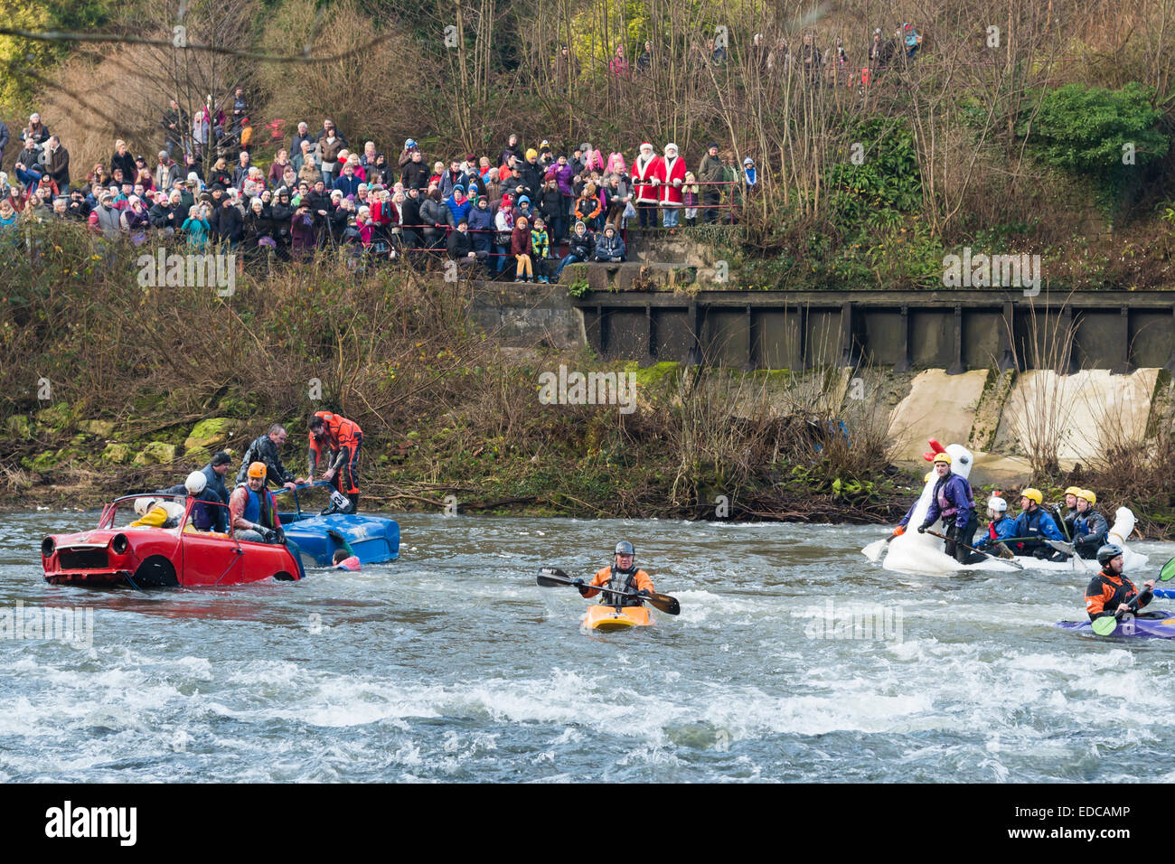 Annual Raft Race held on Boxing day on the River Derwent in Matlock ...