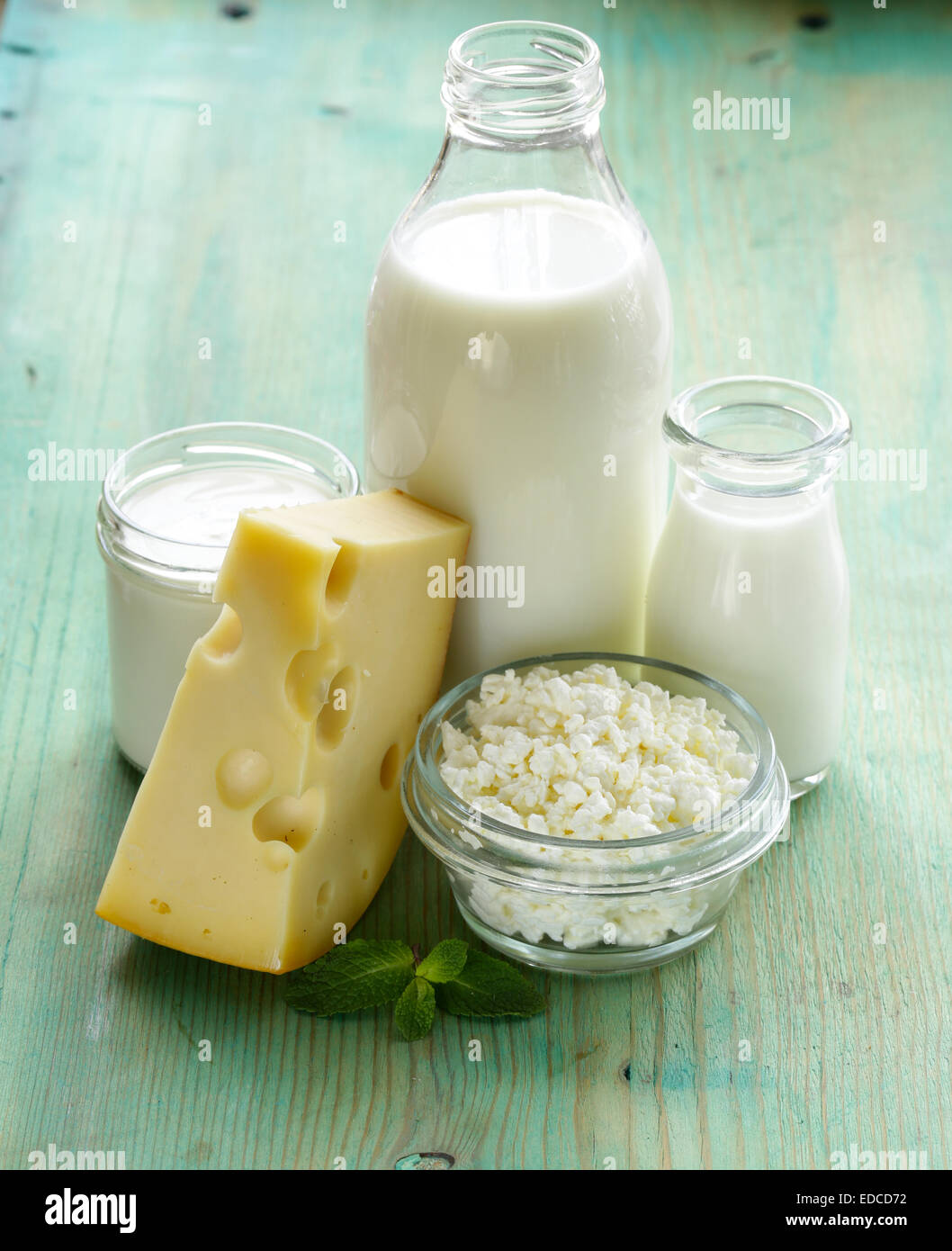 assortment of dairy products (milk, cheese, sour cream, yogurt Stock ...