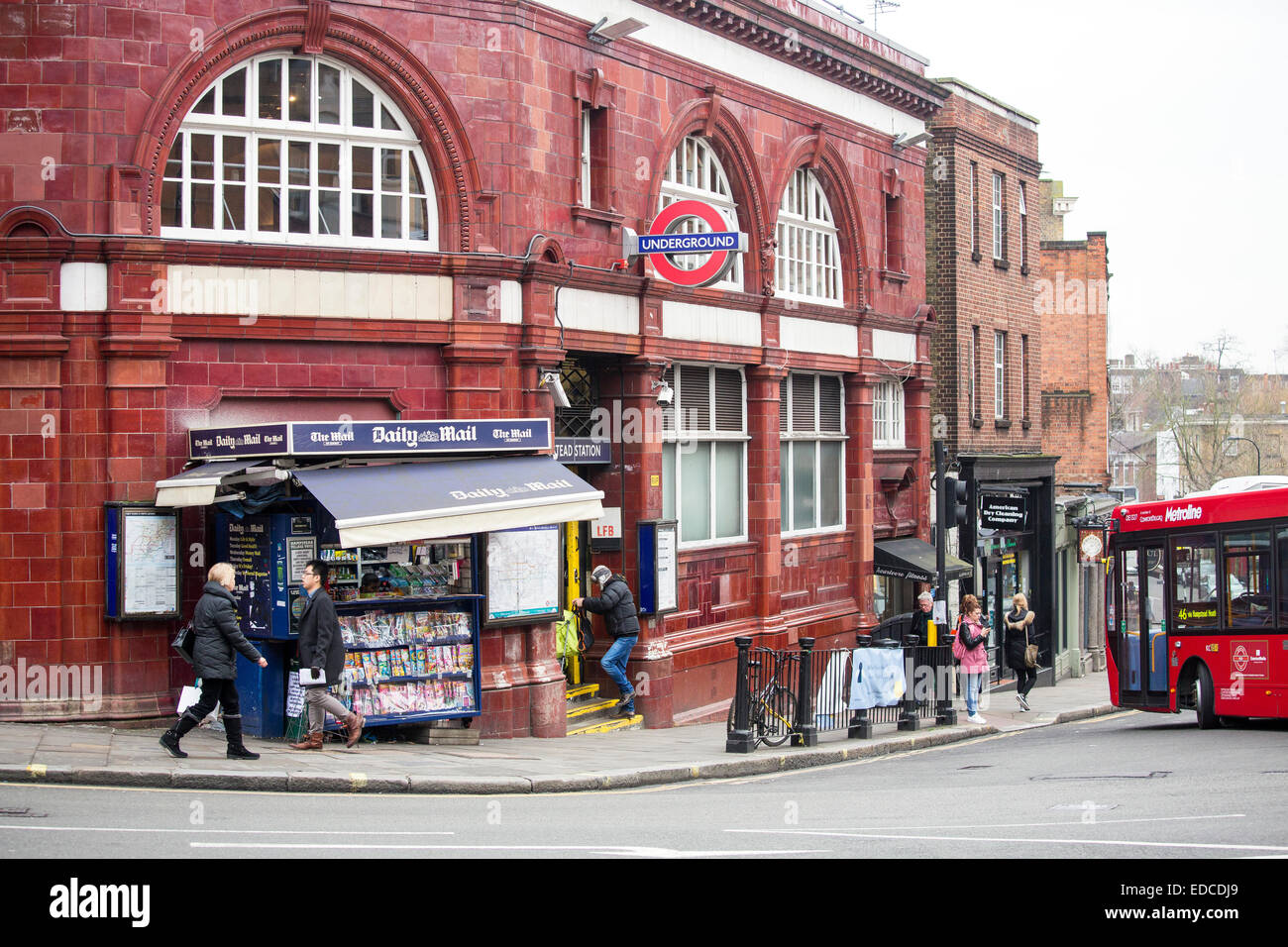 Hampstead tube station underground high street Stock Photo - Alamy
