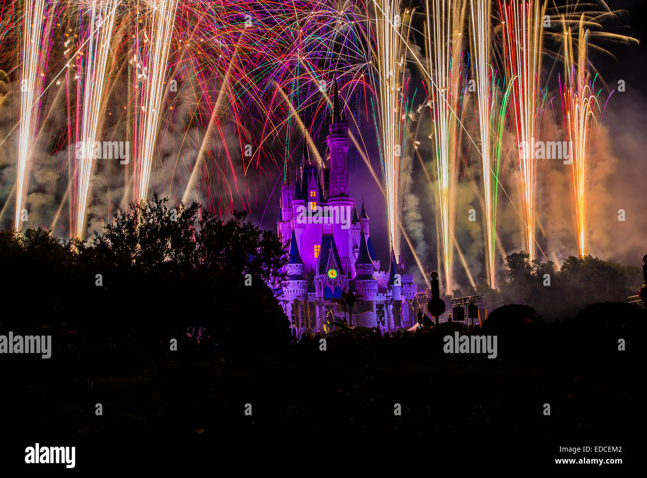 Disney castle fireworks hi-res stock photography and images - Alamy