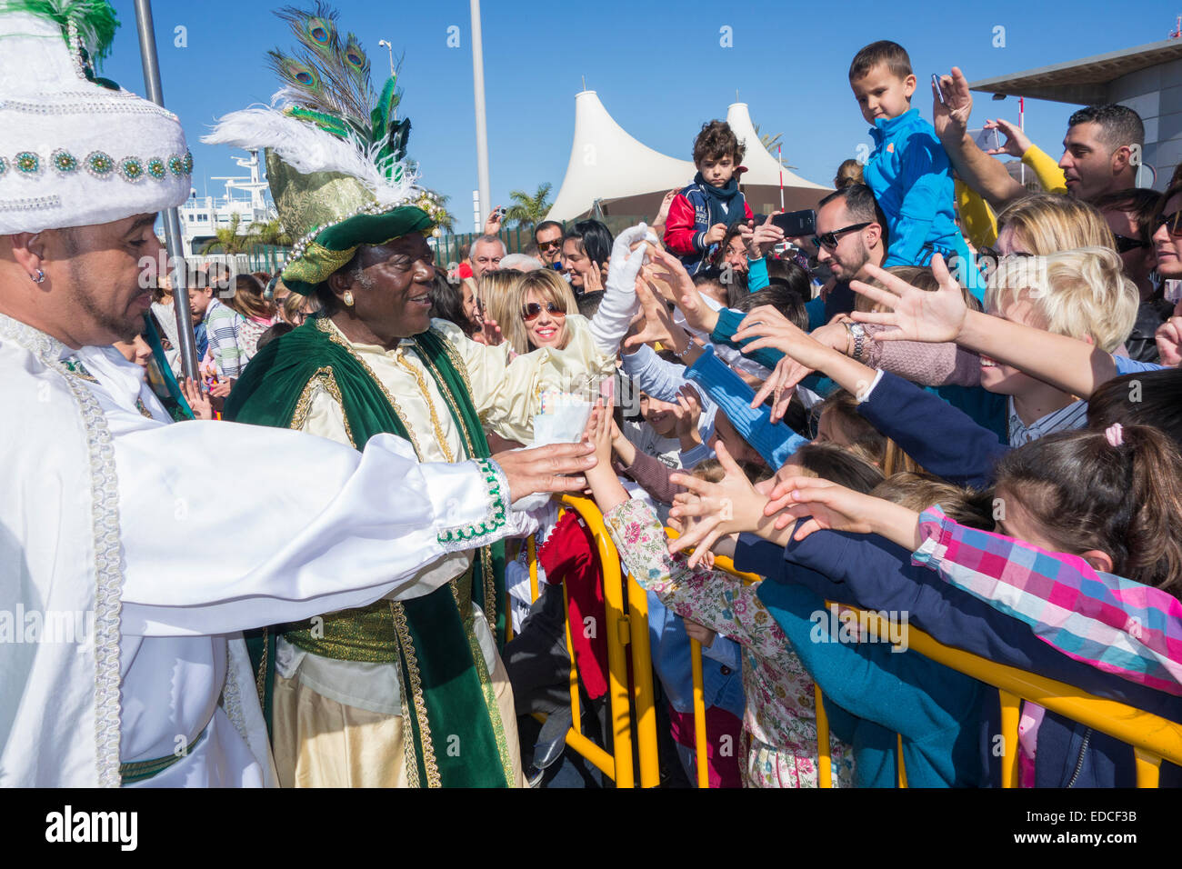 Los Reyes Magos ( three kings or three wise men) parade in Spain Stock ...