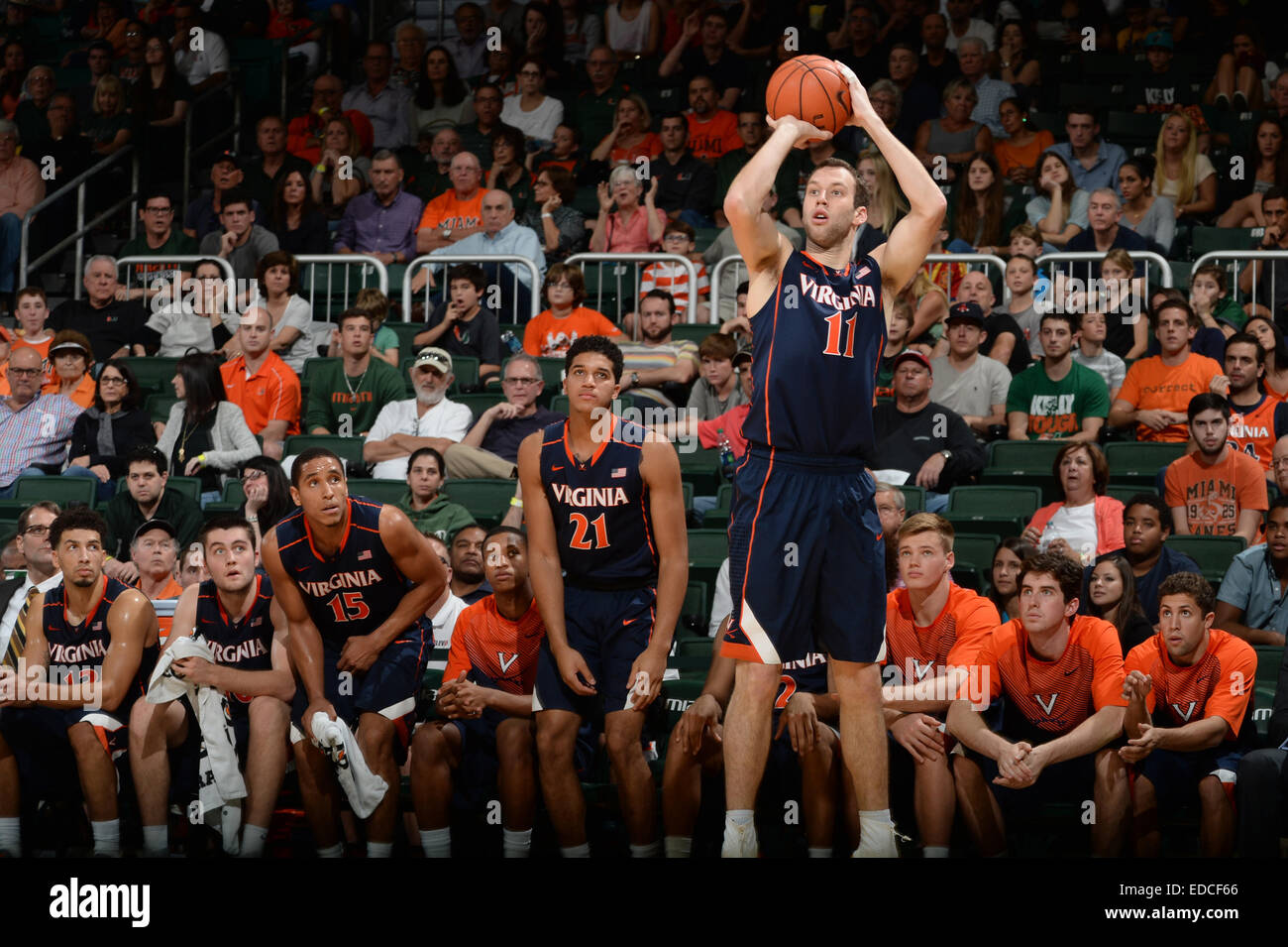 Coral Gables, Florida, USA. 3rd Jan, 2015. Evan Nolte #11 of Virginia ...