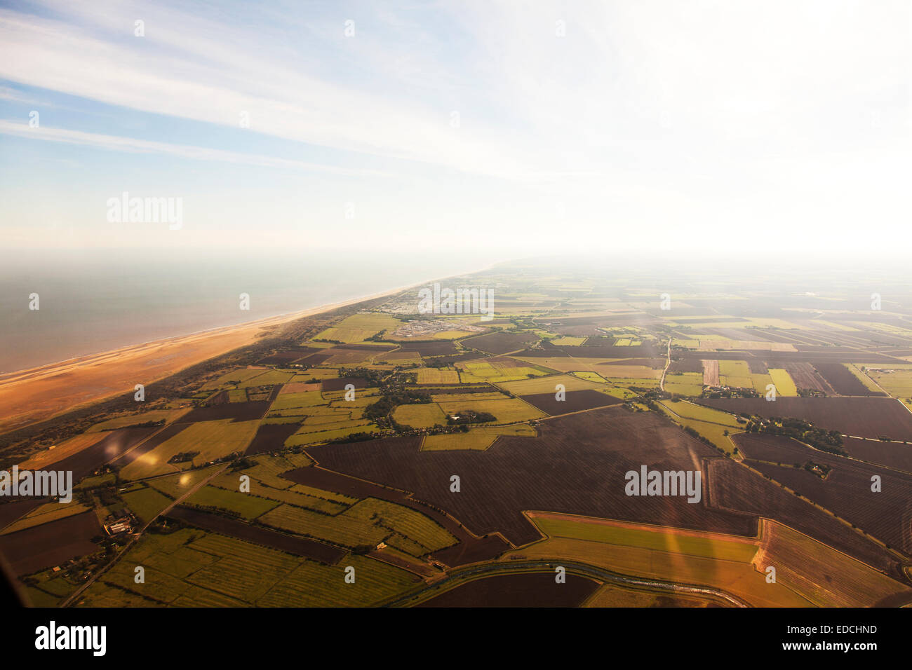 Lincolnshire wolds farming land fields sectioned on coast crops ...