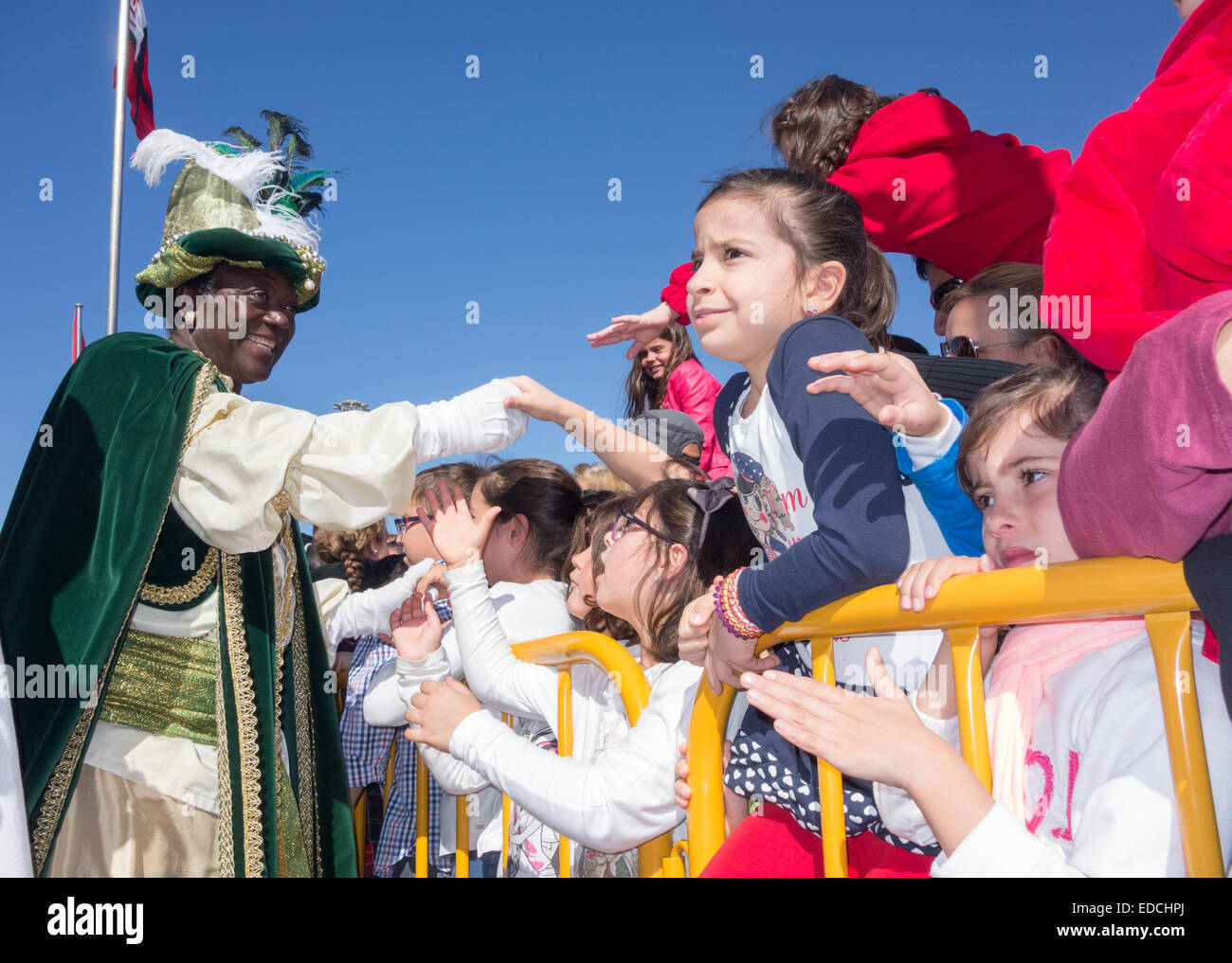 Los Reyes Magos ( three kings or three wise men) parade in Spain Stock ...