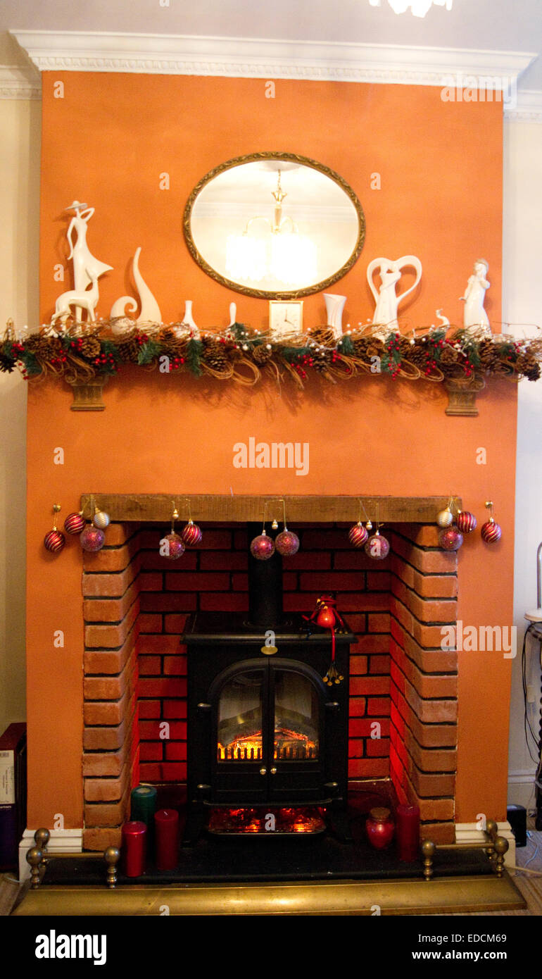 wood burning effect fire in a Victorian House Stock Photo - Alamy