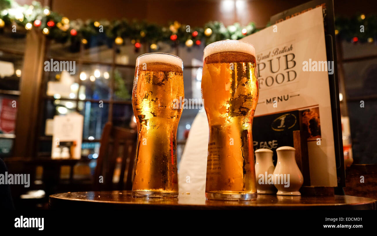 Glass of beers on a local pub hi-res stock photography and images - Alamy