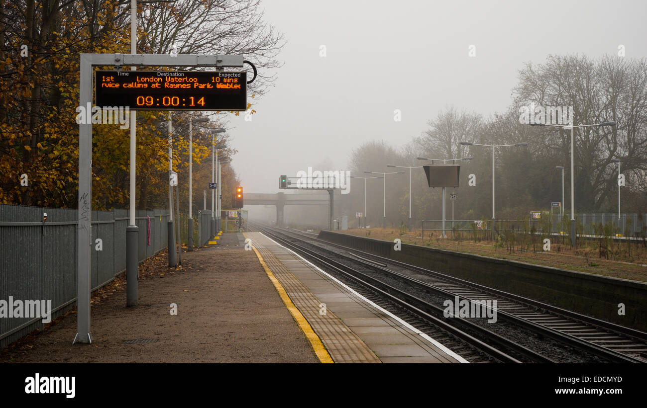 Suburban railway train station in a quiet morning, UK Stock Photo - Alamy