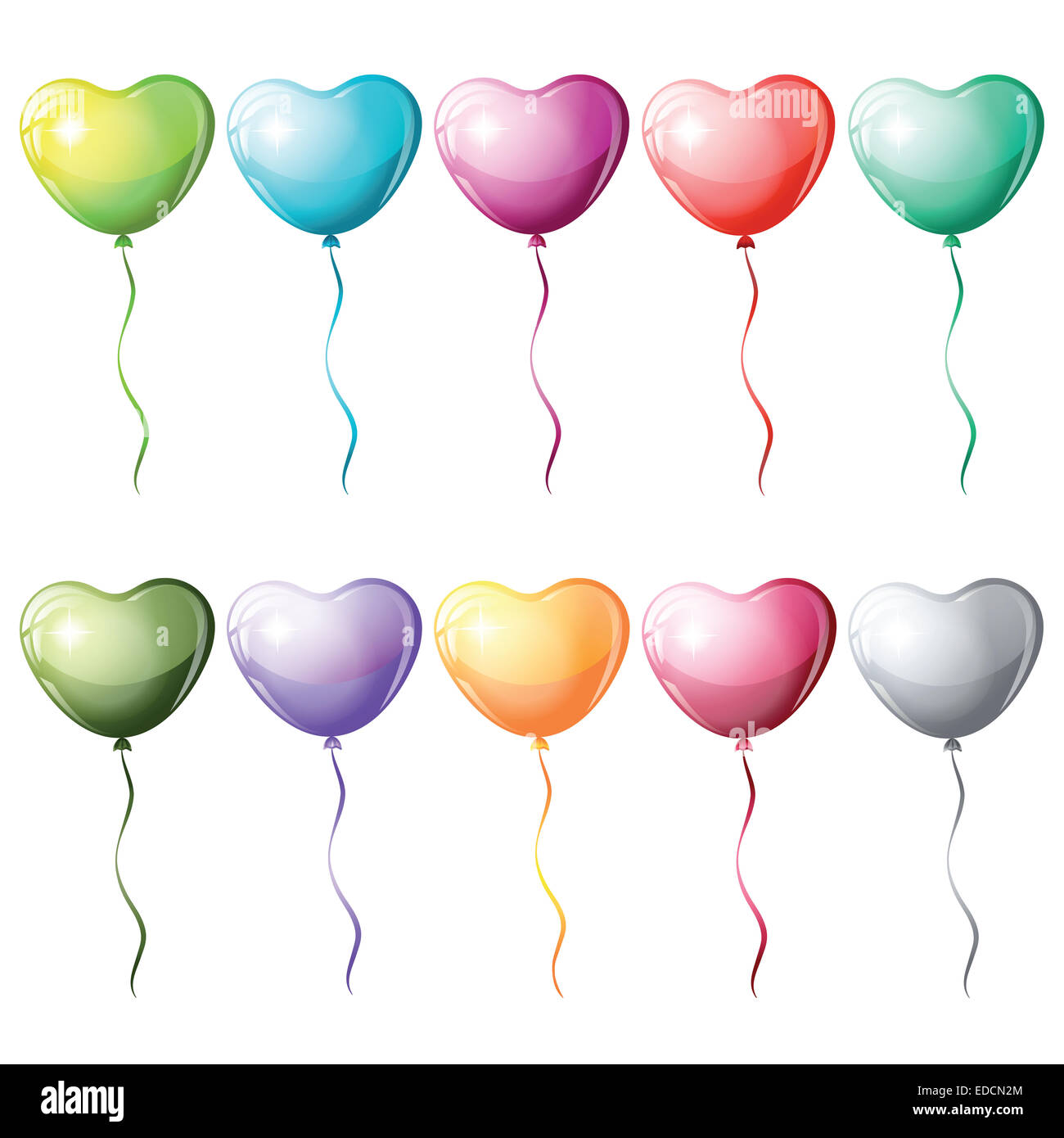 Heart shaped colorful balloons isolated on white background Stock Photo ...