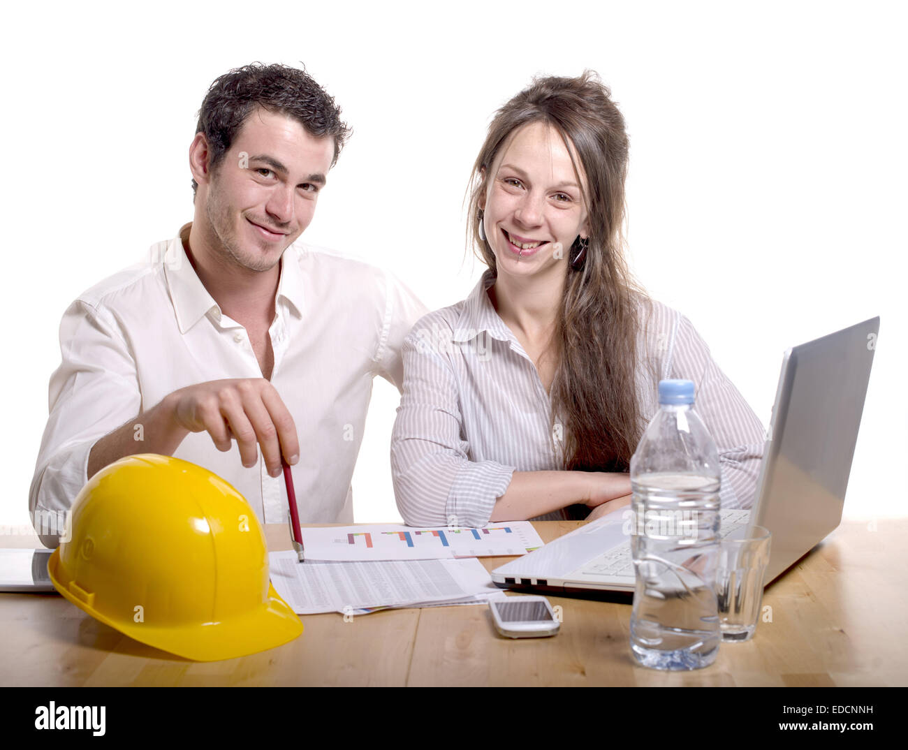Business people working in technical service with computer Stock Photo ...