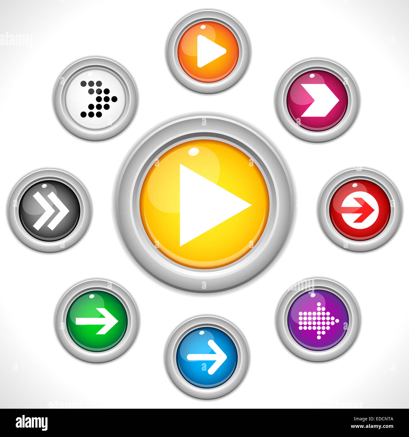 Vector - Set of Arrows on Colorful Buttons Stock Photo - Alamy