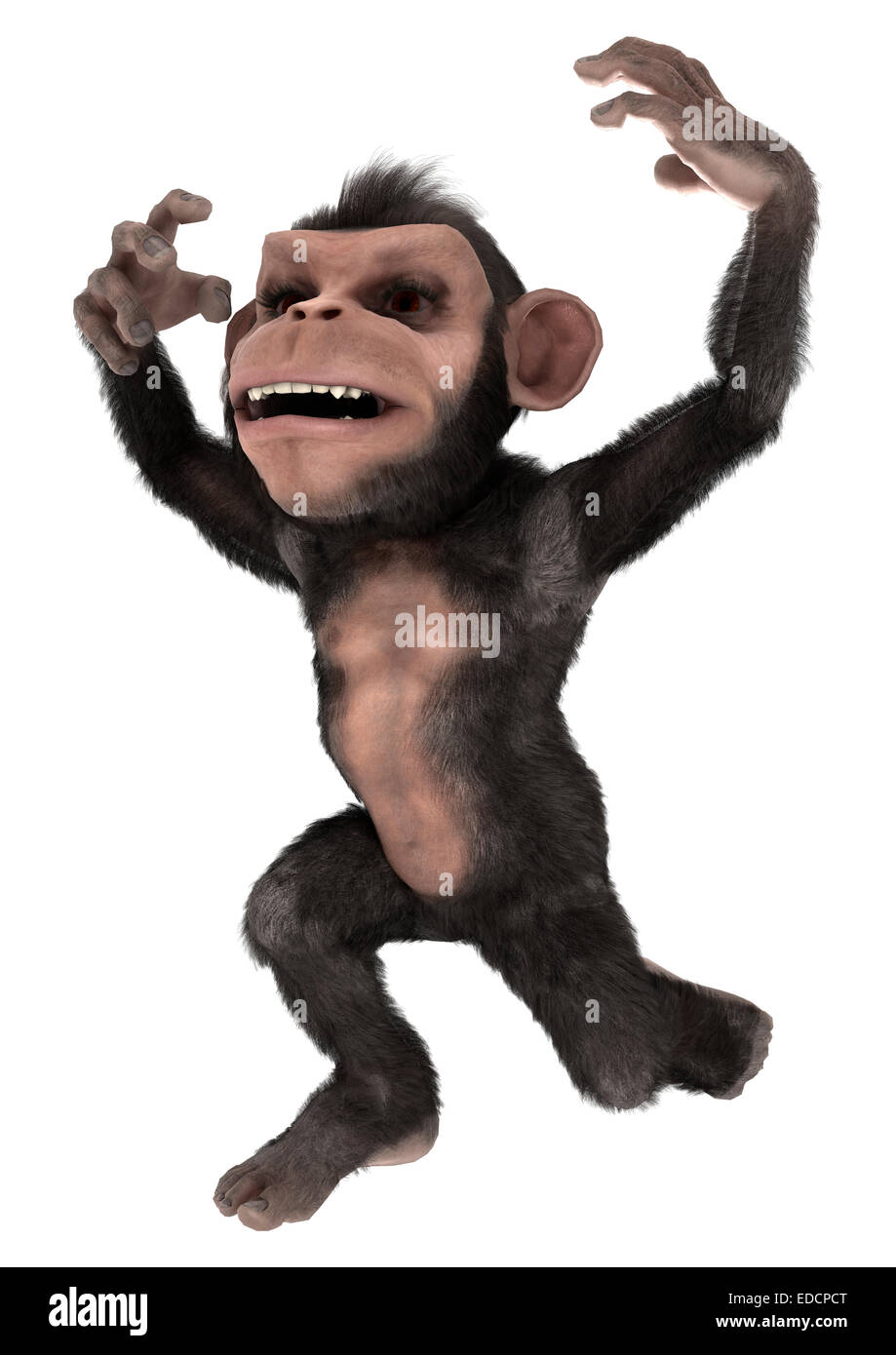 3D digital render of a cute little chimpanzee isolated on white ...