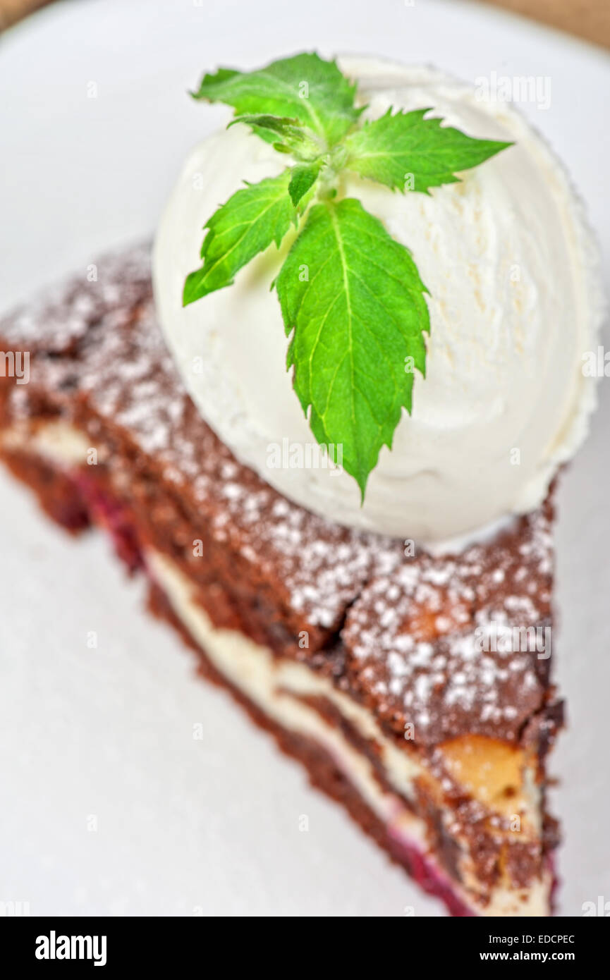 chocolate cake with jam ice cream Stock Photo - Alamy