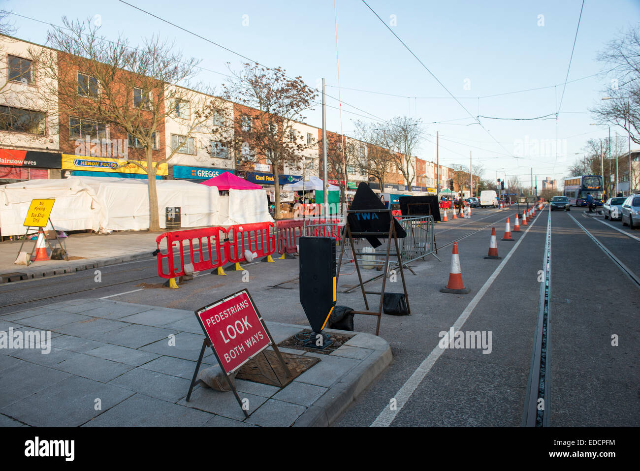 Tram Works in Clifton, Nottingham England UK Stock Photo - Alamy
