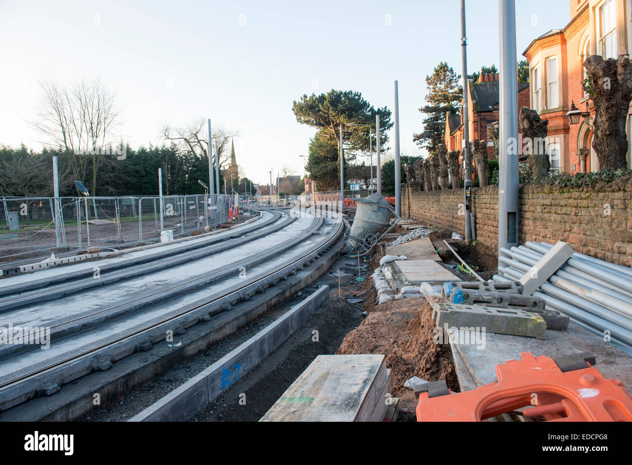 Tram works in Beeston Town Centre, Nottingham England UK Stock Photo ...