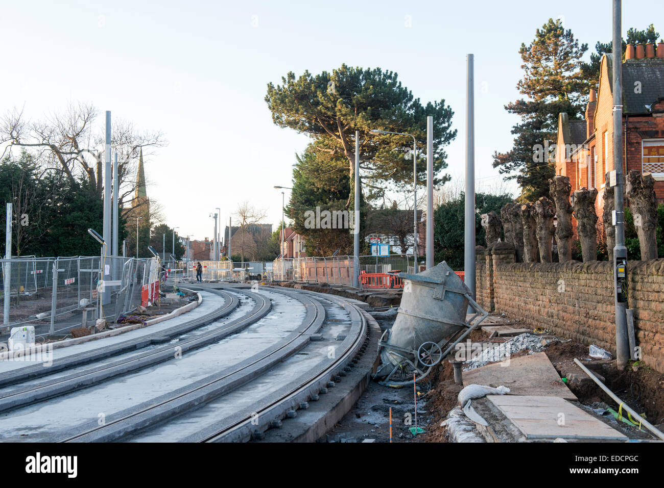 Tram works in Beeston Town Centre, Nottingham England UK Stock Photo ...