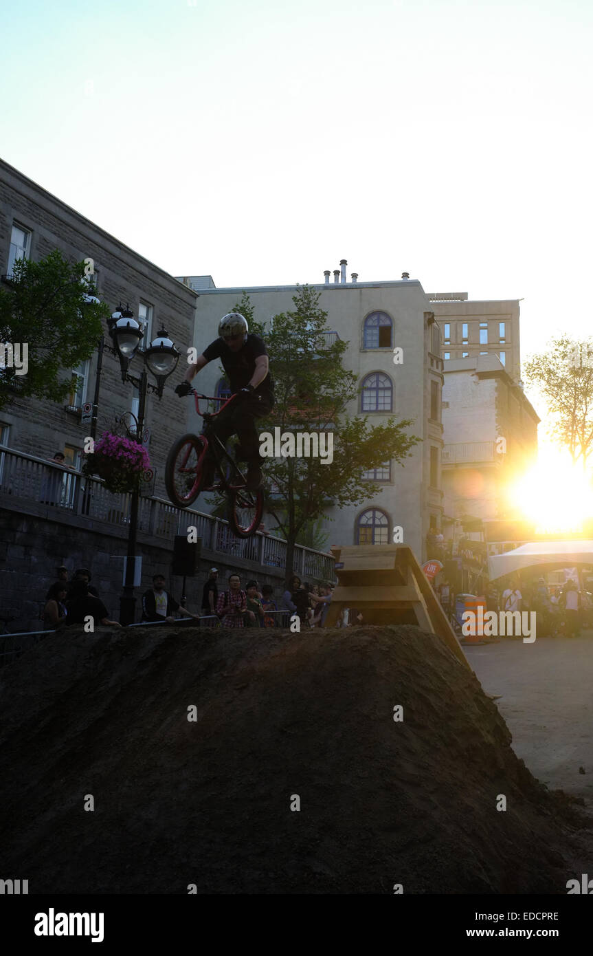 A stunt bike track set up on St. Denis in Montreal, Quebec Stock Photo ...