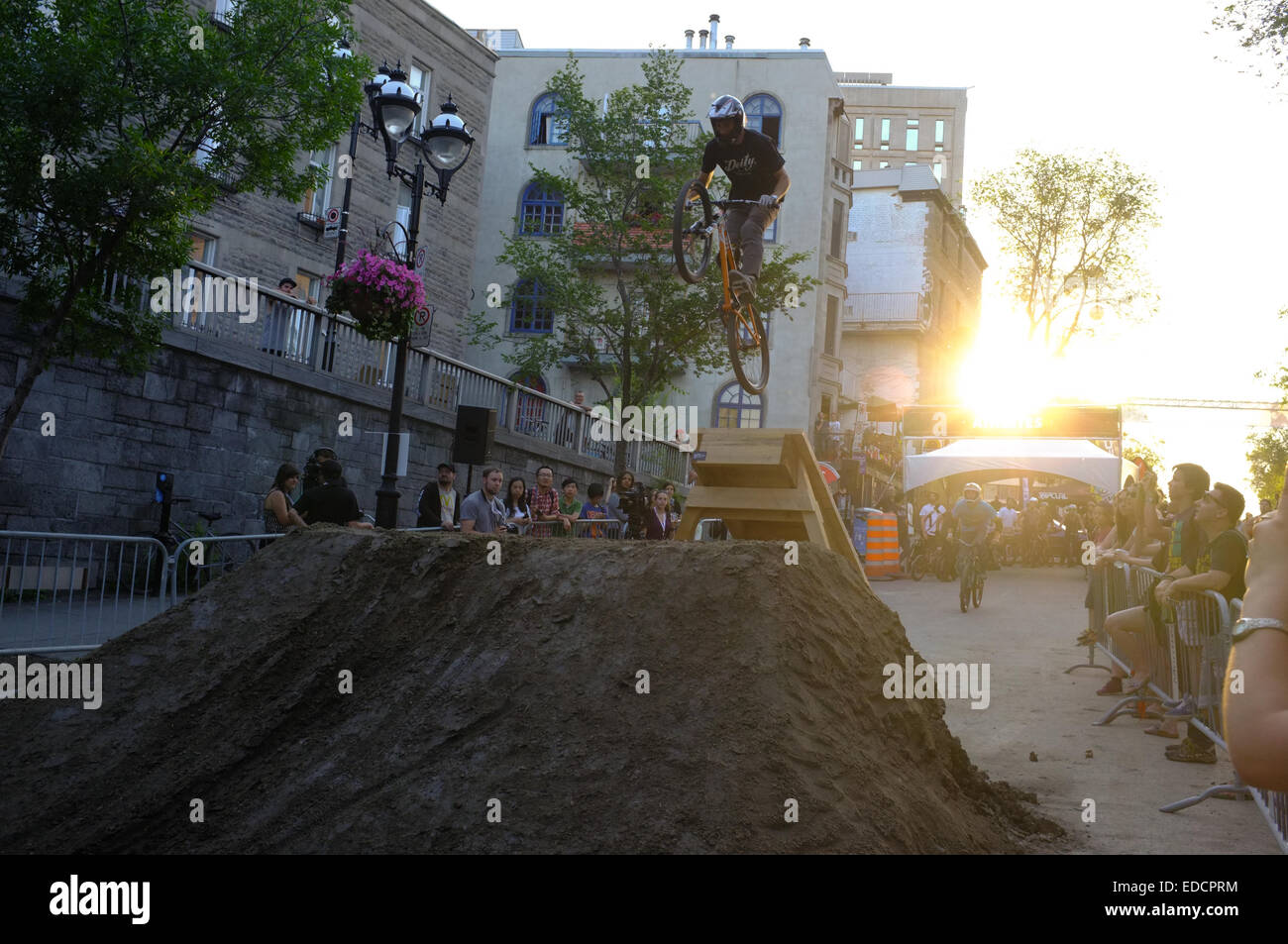 A stunt bike track set up on St. Denis in Montreal, Quebec Stock Photo ...