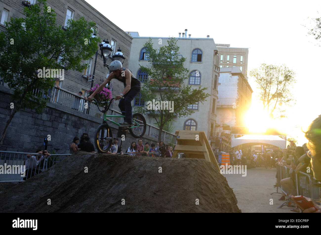 A stunt bike track set up on St. Denis in Montreal, Quebec Stock Photo ...