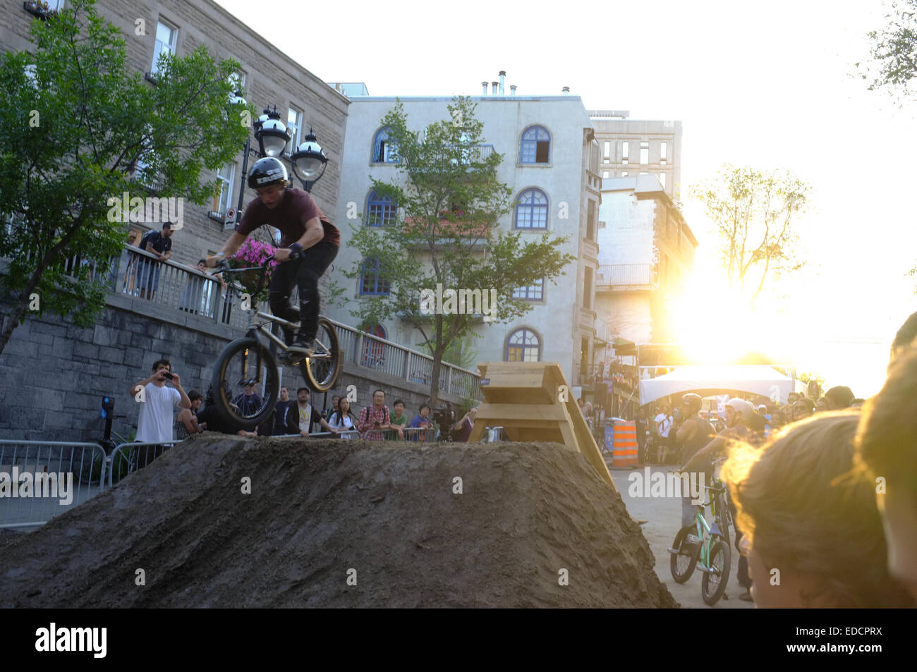 A stunt bike track set up on St. Denis in Montreal, Quebec Stock Photo ...