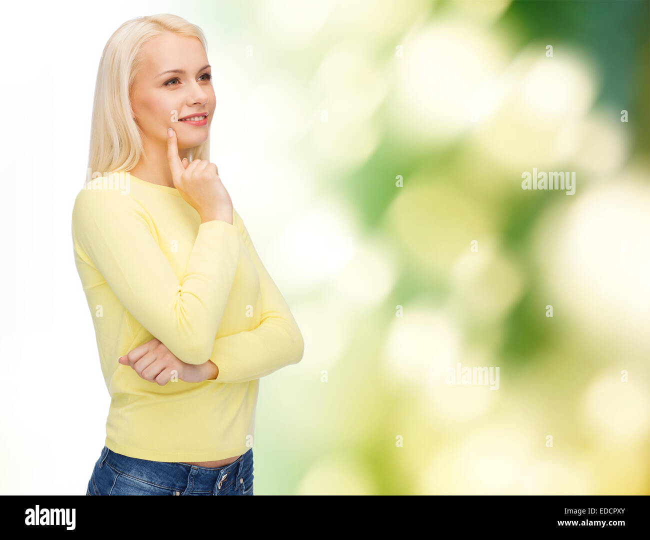 happy smiling woman dreaming Stock Photo - Alamy