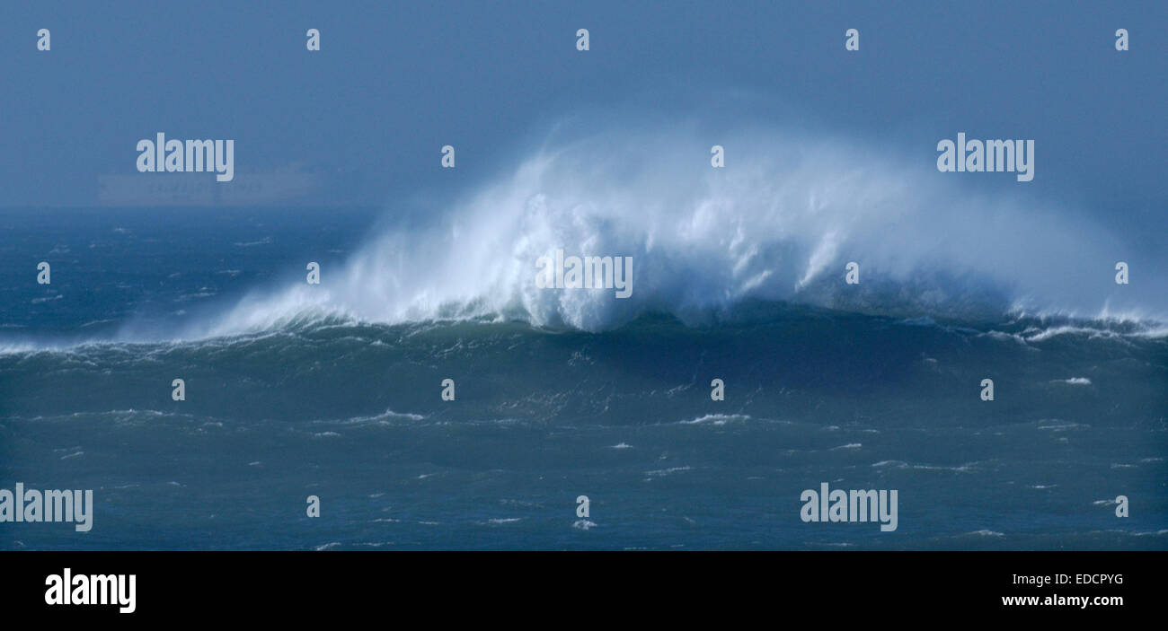 Large Atlantic waves hit Croyde beach on the North Devon coastline, UK ...