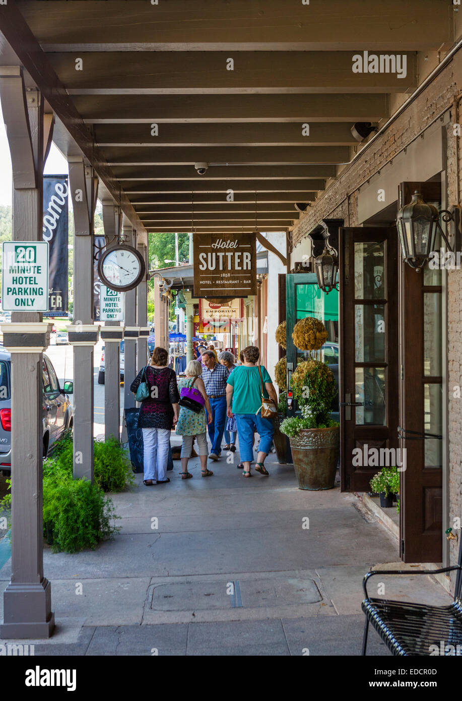 Hotel Sutter on Main Street in the old gold mining town of Sutter Creek ...