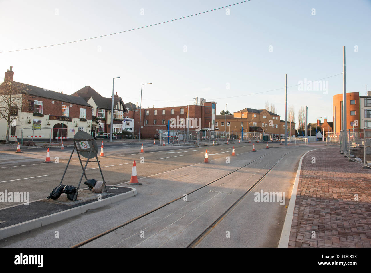 Tram works in Beeston Town Centre, Nottingham England UK Stock Photo ...