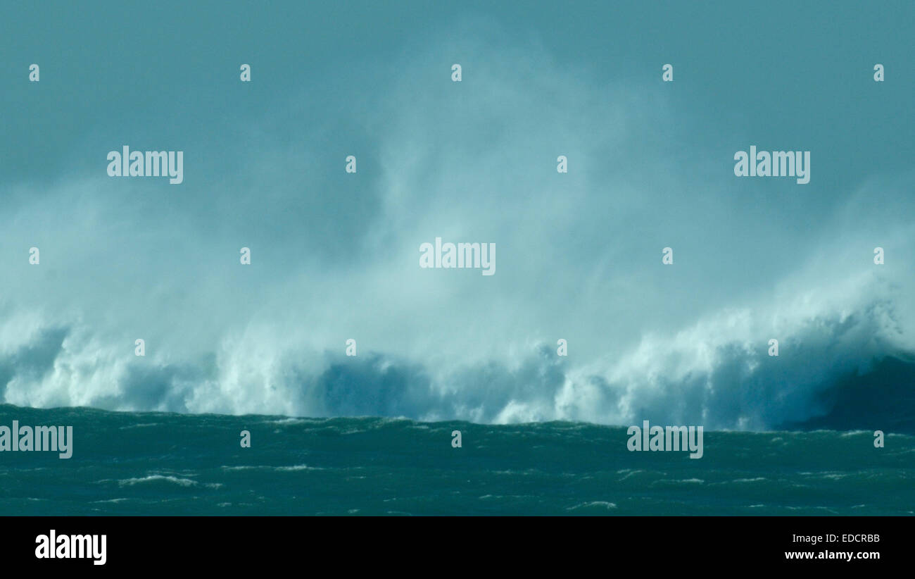 Large Atlantic waves break at Croyde beach on the North Devon coastline ...
