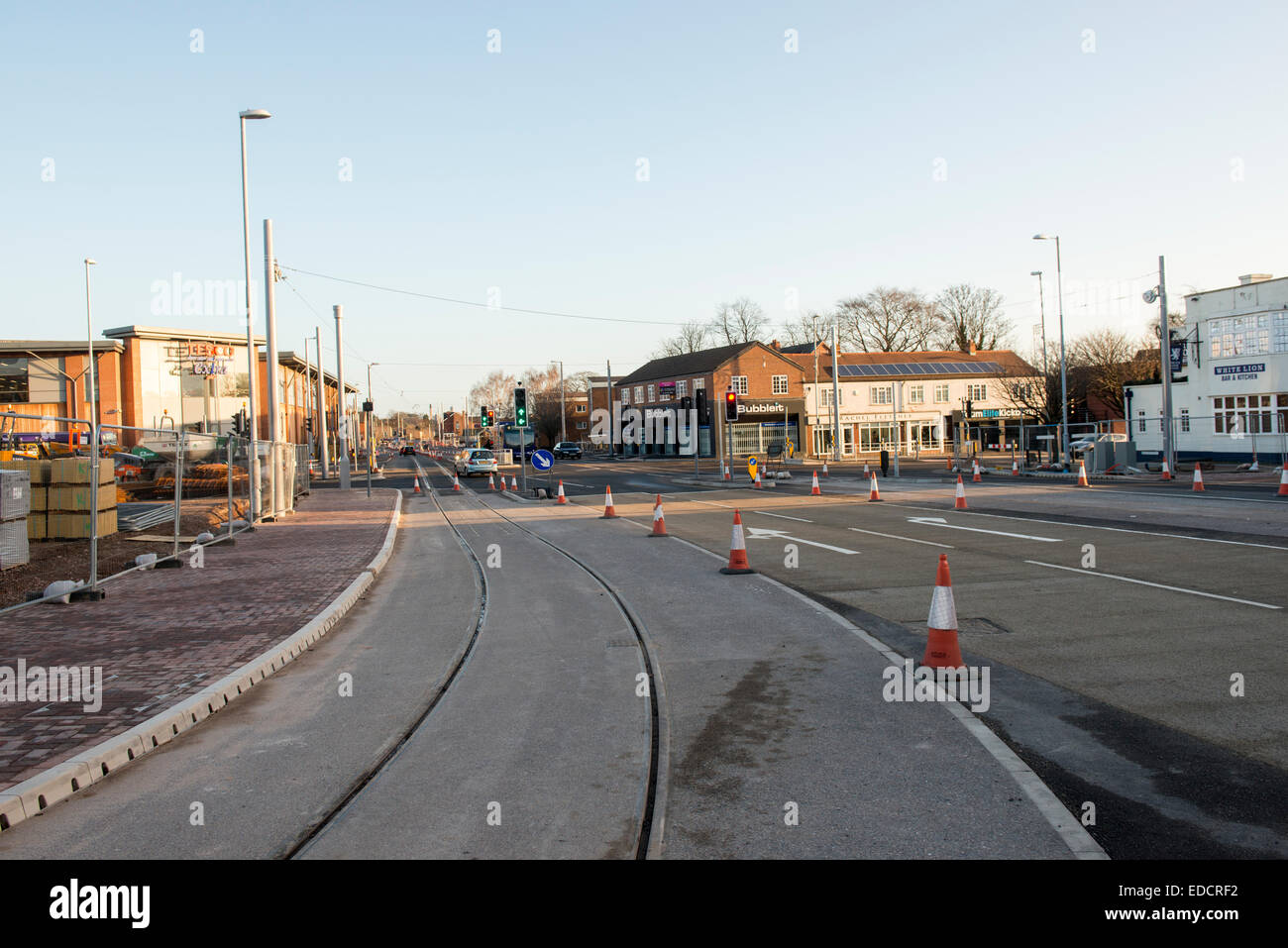 Tram works in Beeston Town Centre, Nottingham England UK Stock Photo ...